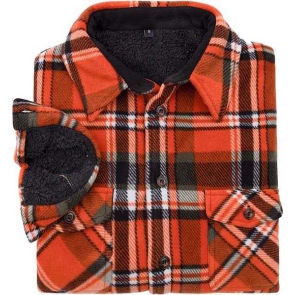 Jackets & Coats | Mens Sherpa Flannel Shirt Jacket Heavy Fleece Lined ...